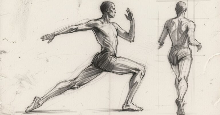 Simple Sitting Pose Reference for Art Students - Black Paper Drawing