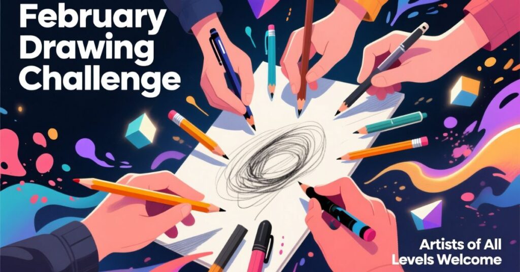 February Drawing Challenge for Artists of All Levels - Black Paper Drawing